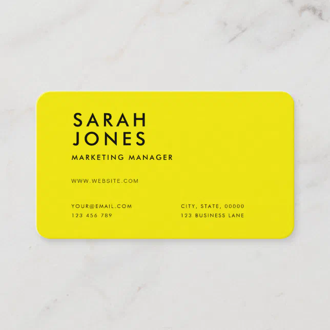 Modern Neon Yellow Color Business Card | Zazzle