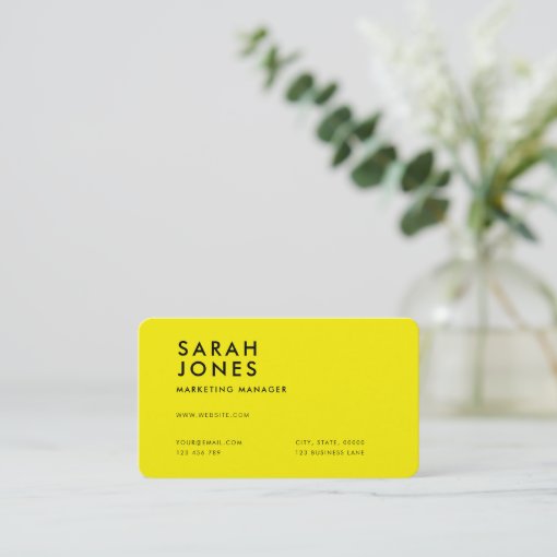 Modern Neon Yellow Color Business Card | Zazzle