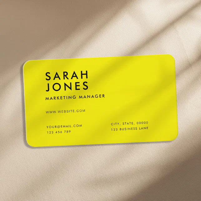 Modern Neon Yellow Color Business Card | Zazzle