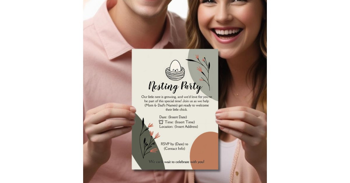 Modern Nesting party for new to be parents Invitation | Zazzle