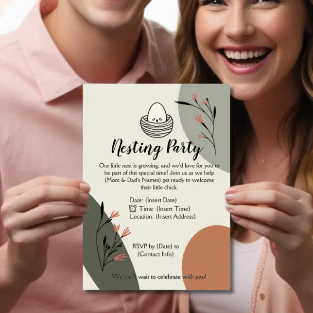 Modern Nesting party for new to be parents Invitation | Zazzle