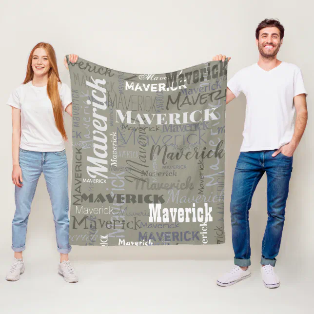 Modern Neutrals Long Name Repeating Pattern Fleece Blanket | Zazzle