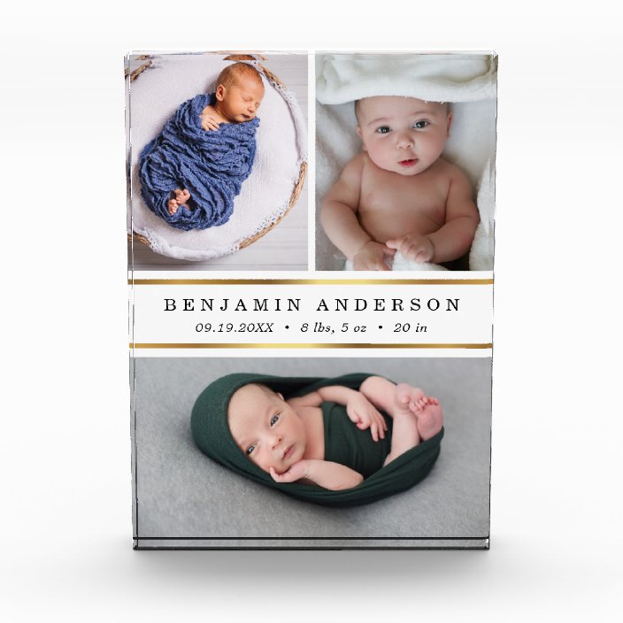 Modern New Baby Birth Stats Photo Collage | Zazzle.com