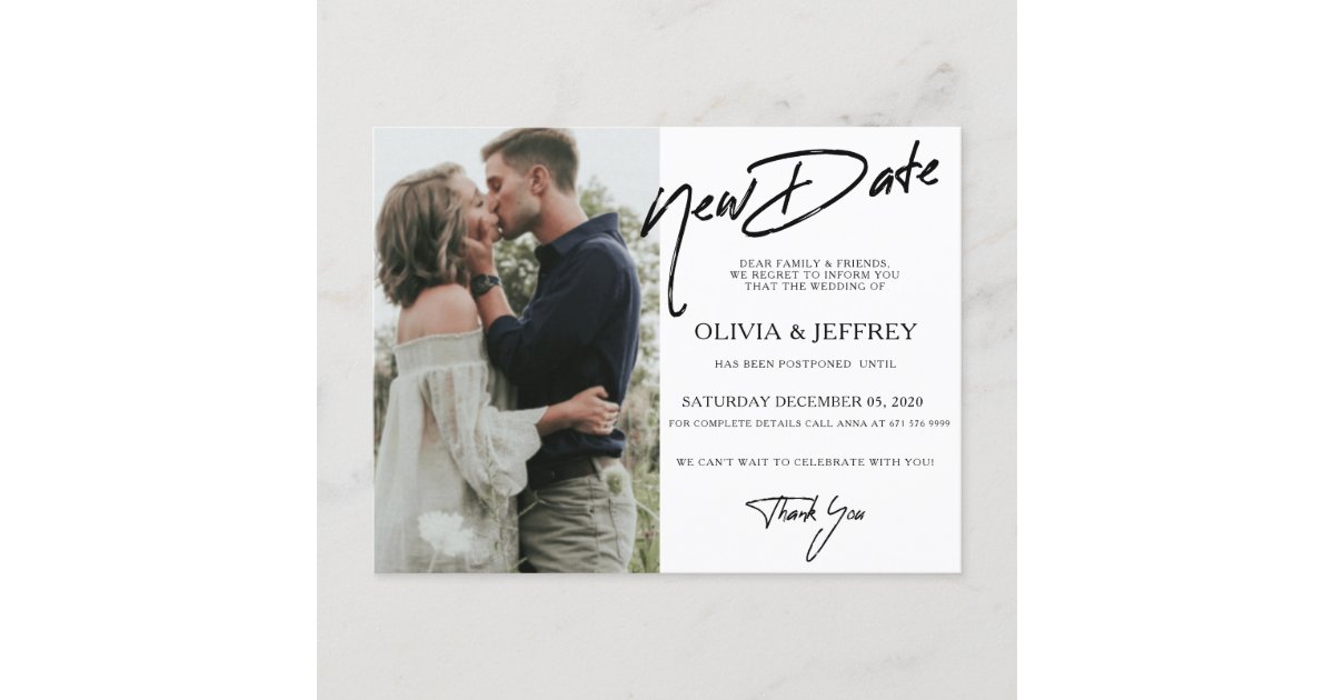Modern New Date Photo Wedding Announcement Postcard | Zazzle