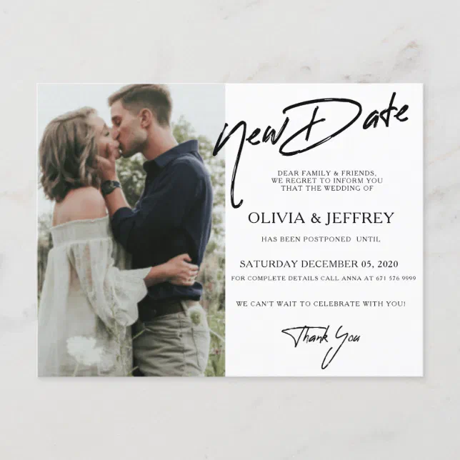 Modern New Date Photo Wedding Announcement Postcard | Zazzle