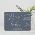 Modern New Home Calligraphy Smoky Navy Moving Announcement | Zazzle