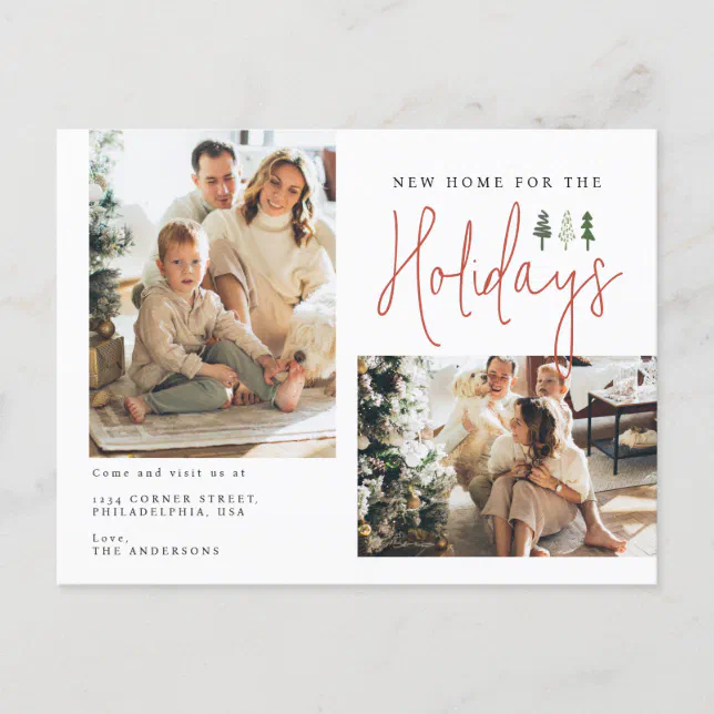 Modern New Home For the Holidays Photo Moving Announcement Postcard ...