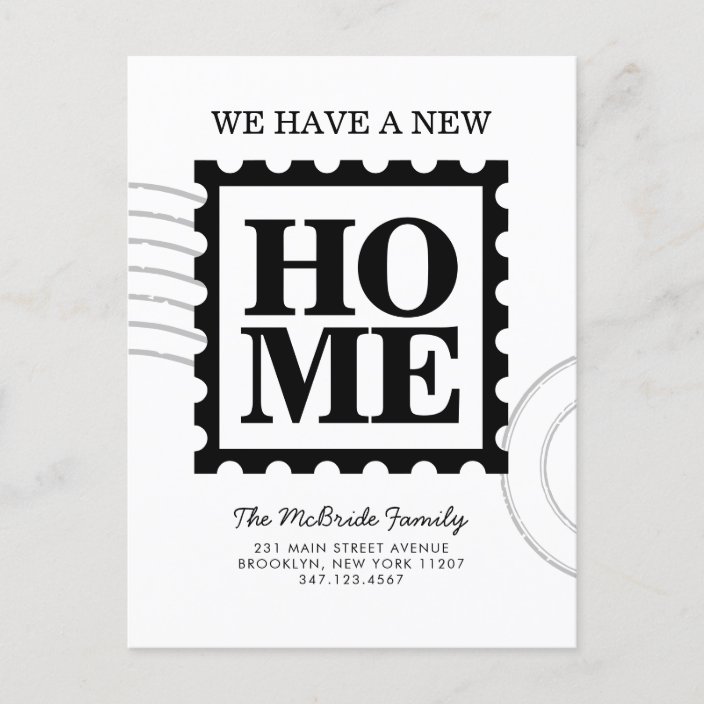 Modern New Home Postage Stamp We've Moved Moving Announcement Postcard ...