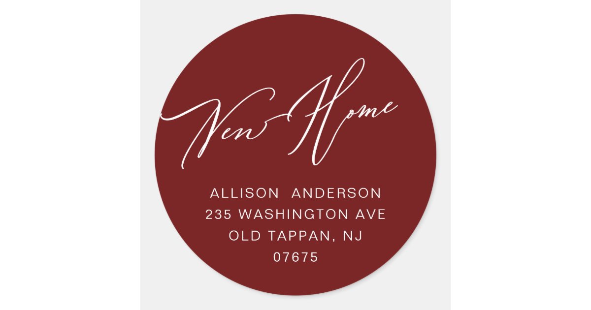 Modern New Home Return Address Classic Round Stick Classic Round ...