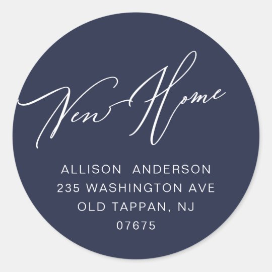 Modern New Home Return Address Classic Round Sticker | Zazzle.com