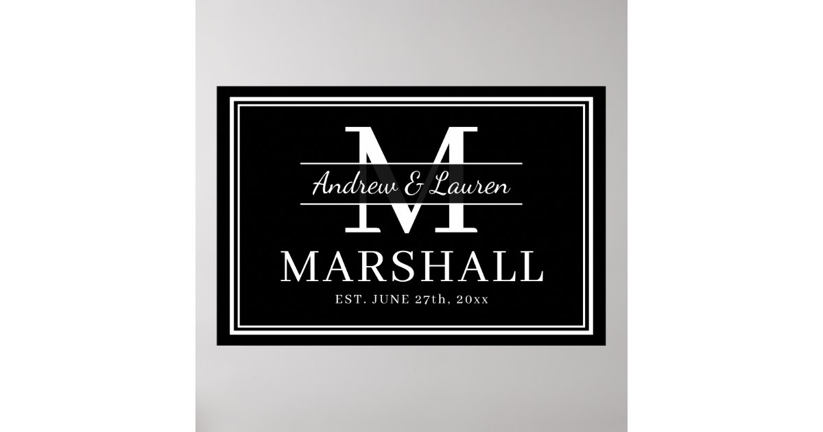 Modern Newlywed Couple Monogrammed Just Married Poster | Zazzle