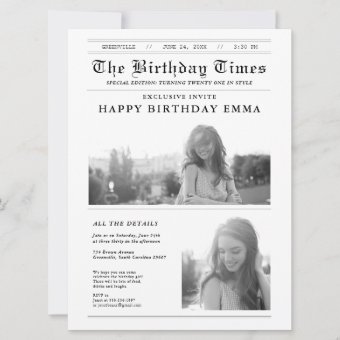 Modern Newspaper Birthday Party | Zazzle