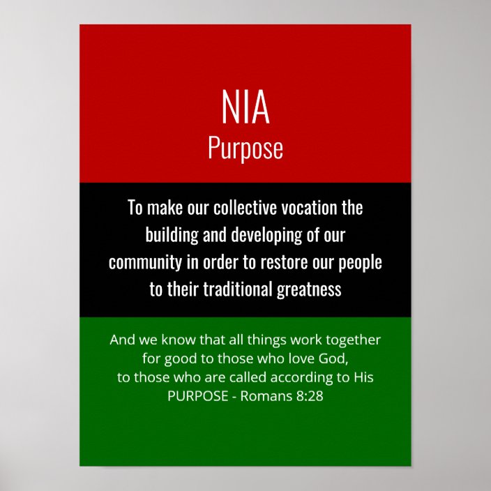 Modern NIA Purpose Romans 8 28 Christian Kwanzaa Poster | Zazzle.com