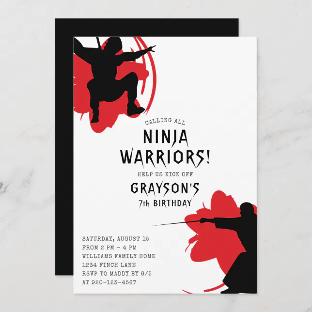 Modern Ninja Warriors Birthday Party Invitation | Zazzle