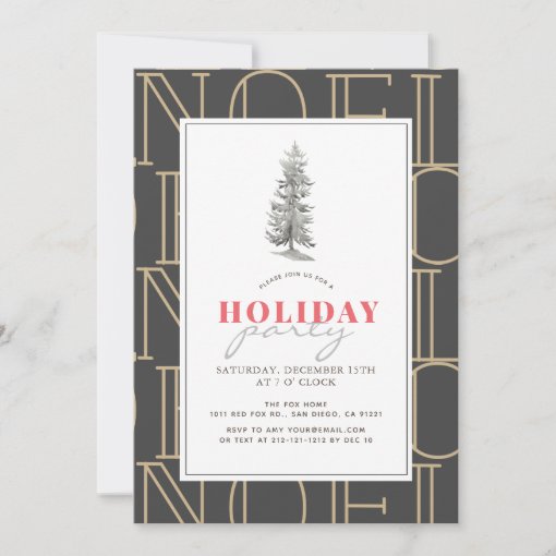 Modern NOEL Pattern Christmas Holiday Party Invitation | Zazzle