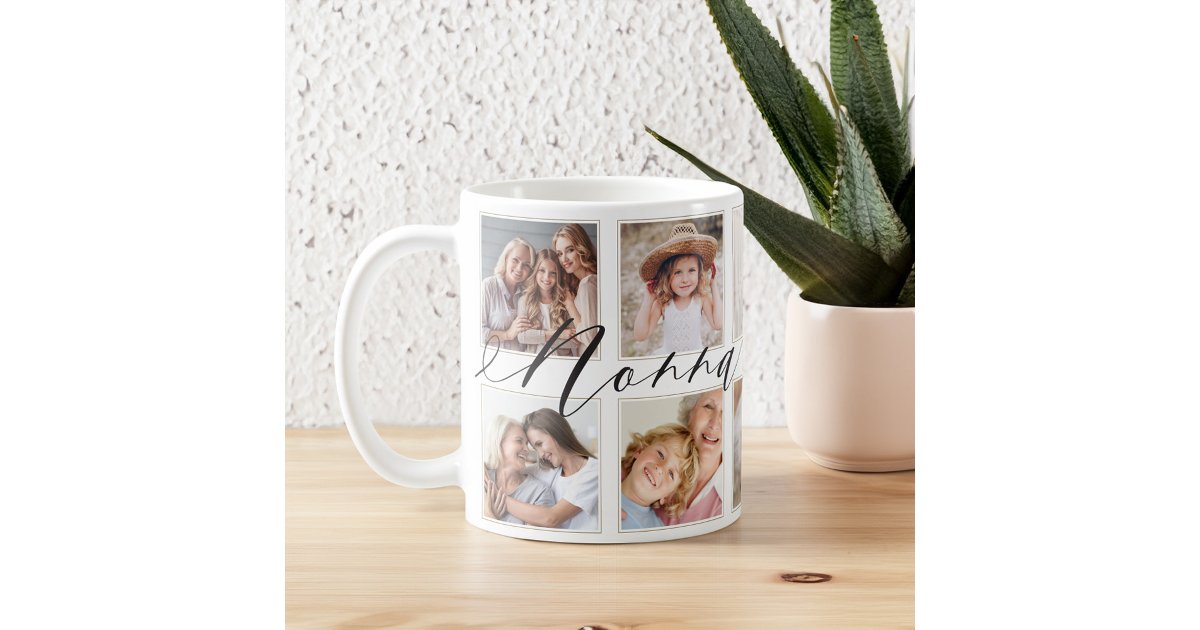 Modern Nonna Script | Grandchildren Photo Collage Coffee Mug | Zazzle