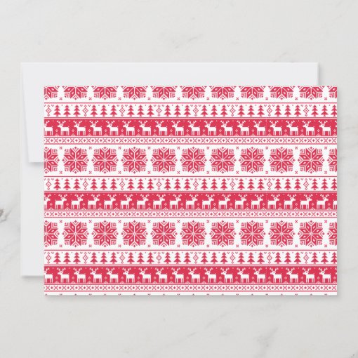 Modern Nordic Red and White Pattern Holiday Party Invitation | Zazzle