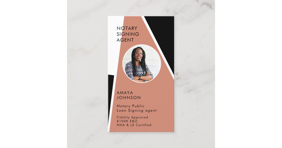 Modern Notary Signing Agent Photo Business Card | Zazzle