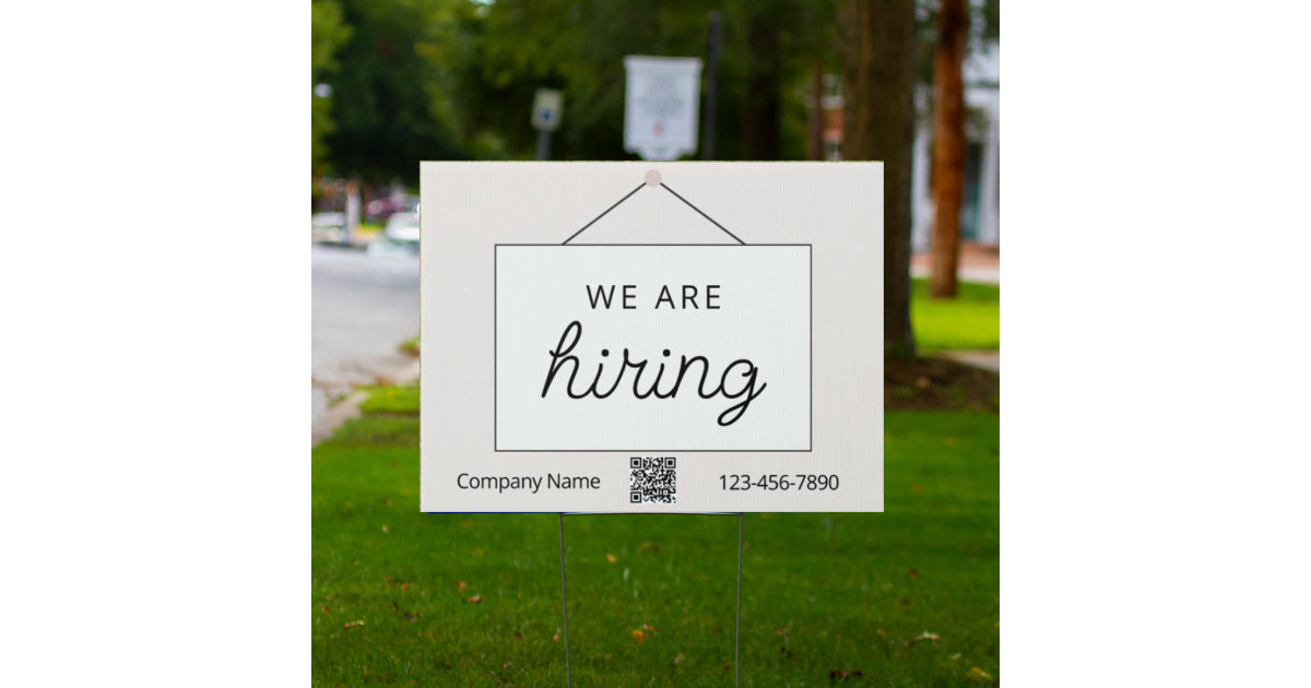 Modern Now Hiring Yard Sign 18x24 | Zazzle