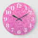 Modern Numbers Faux Sparkly Bokeh Pink Glitter Clock | Zazzle