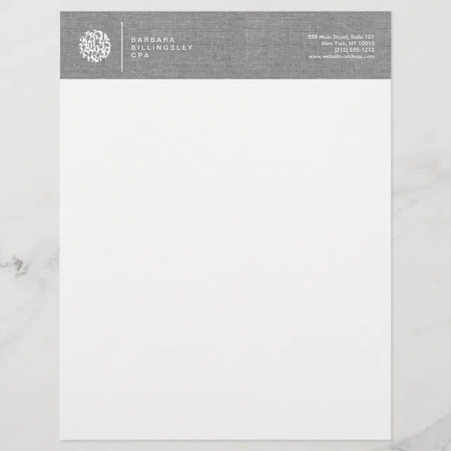 Modern Numbers Logo Linen Accountant Letterhead | Zazzle