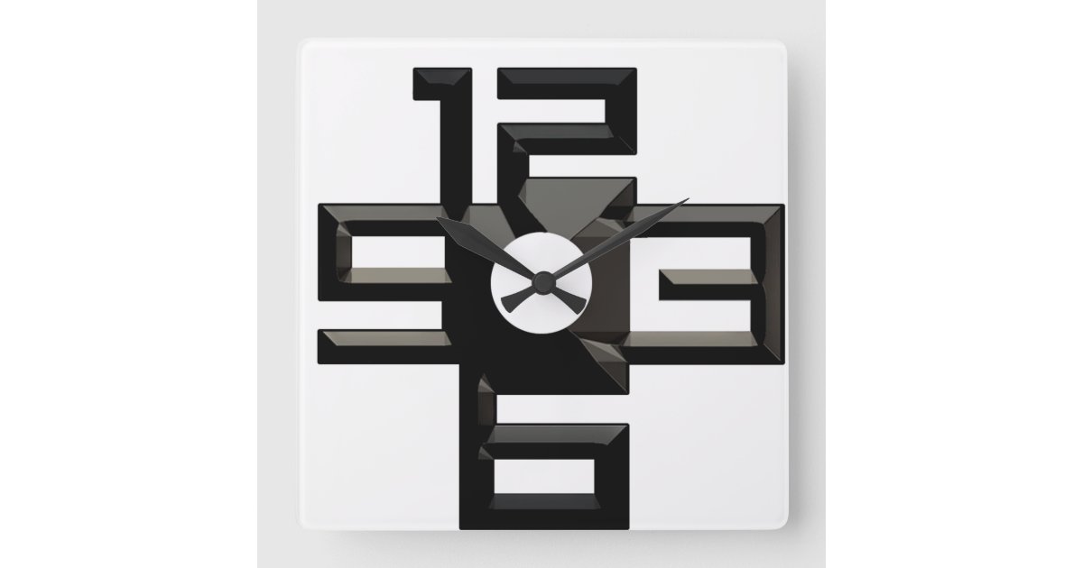 Modern numbers square wall clock | Zazzle