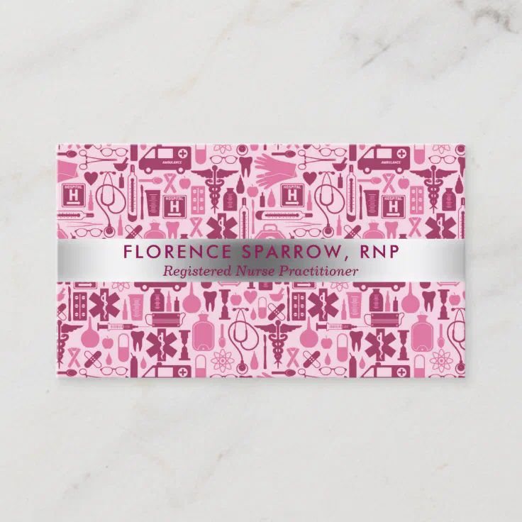 Modern Nurse Nursing Pattern Pink Business Card | Zazzle