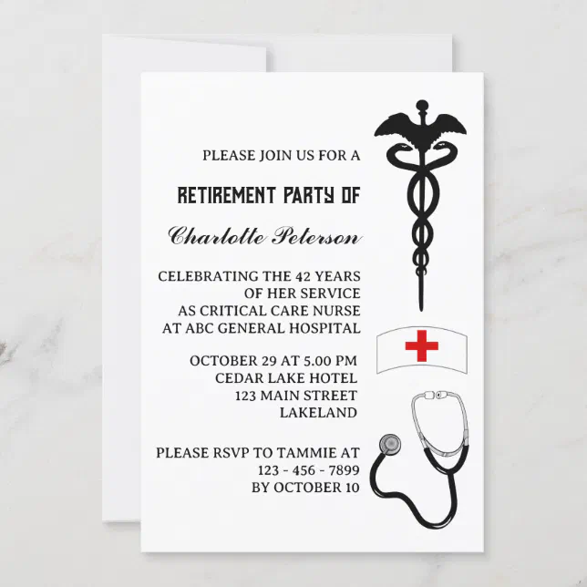 Modern Nurse Retirement Party Invitation | Zazzle