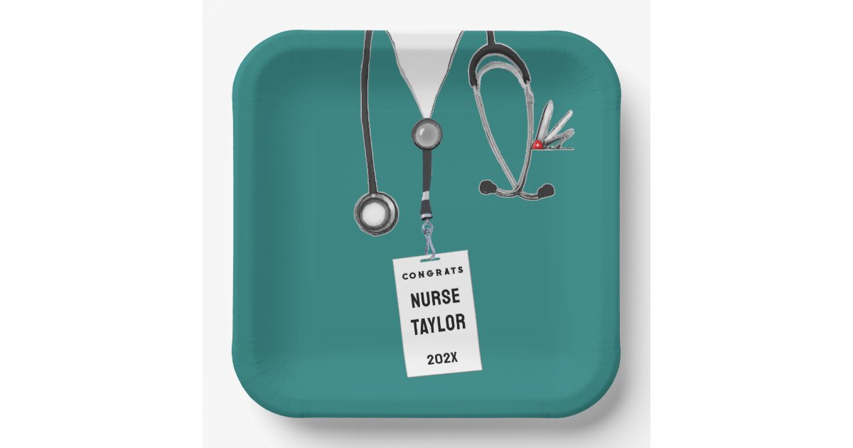 Modern Nursing Nurse Grad Paper Plates | Zazzle