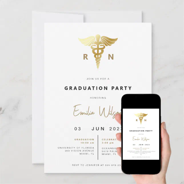 Modern Nursing School Graduation Party Invitation | Zazzle