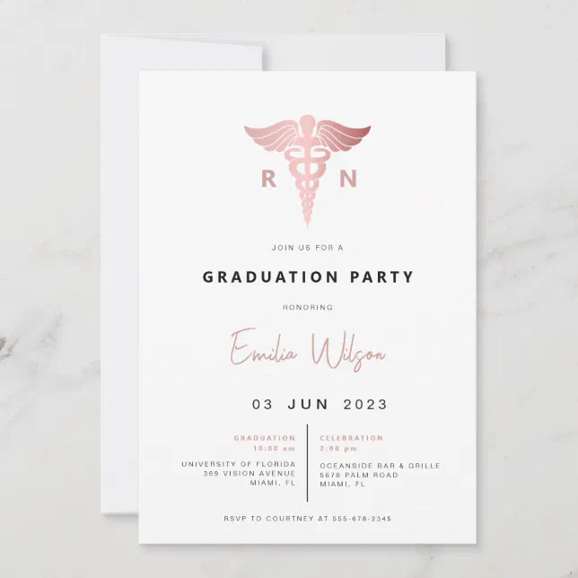 Modern Nursing School Graduation Party Invitation | Zazzle
