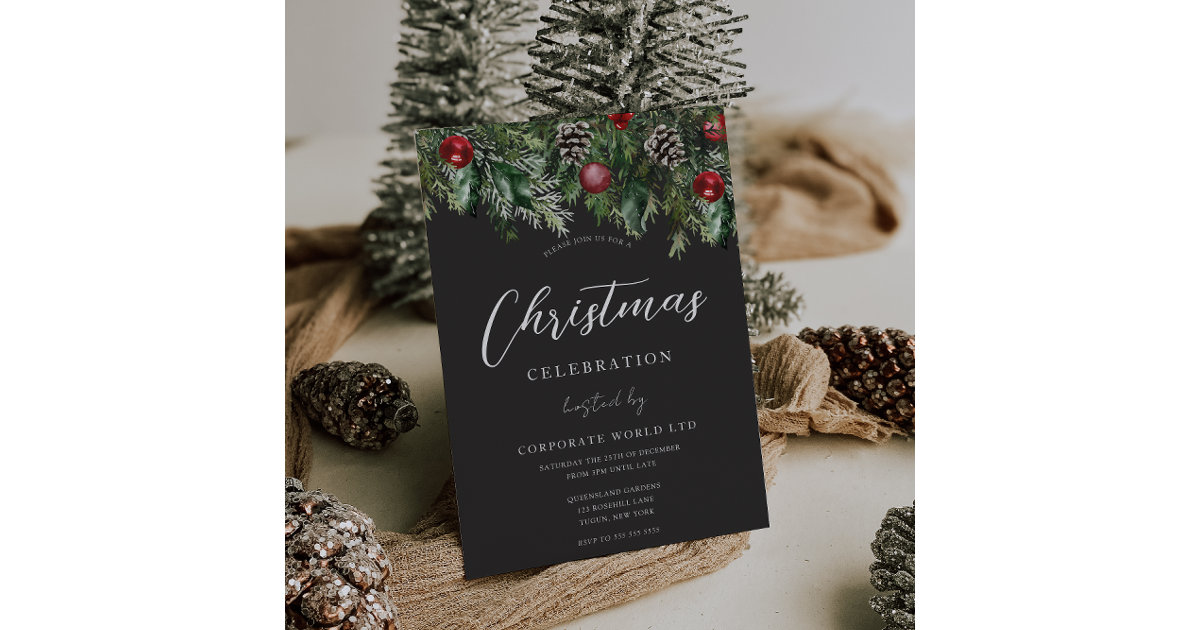 Modern Office Corporate Christmas Party Invitation | Zazzle