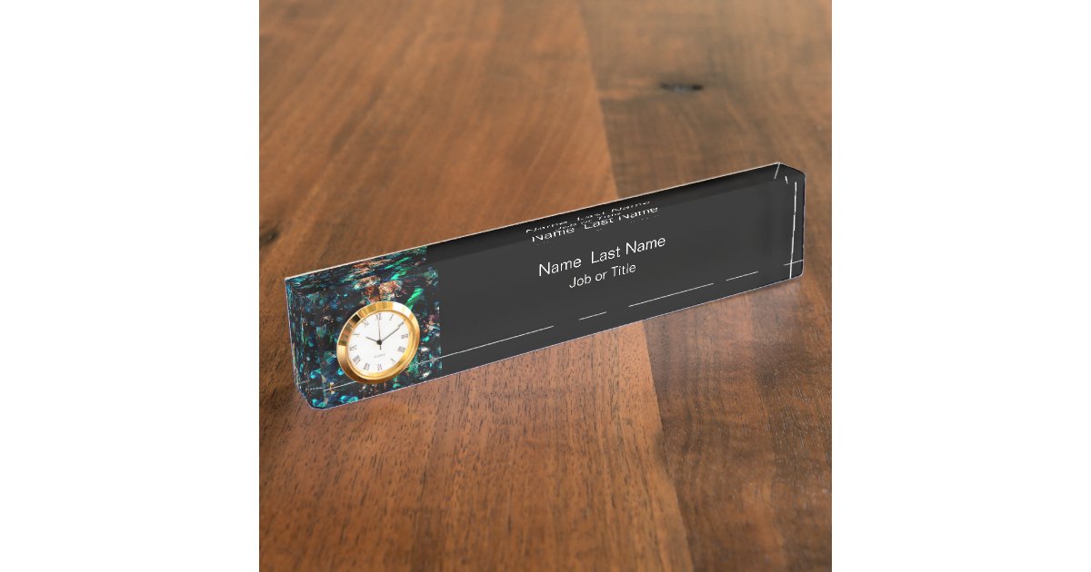 Modern Office Desk Monogram Desk Name Plate | Zazzle