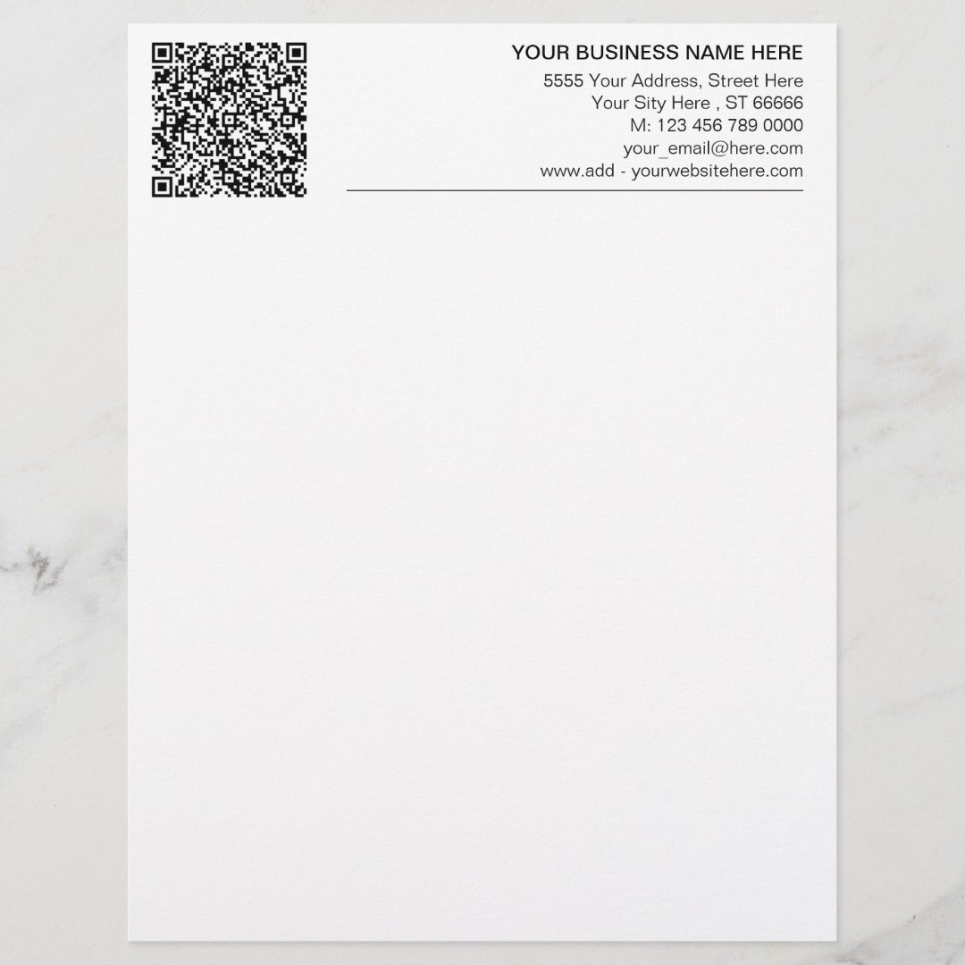 Modern Office Letterhead with Your QR code Info | Zazzle