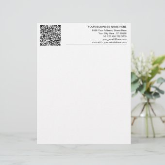Modern Office Letterhead with Your QR code Info | Zazzle