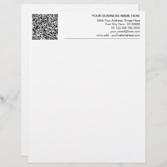 Modern Office Letterhead with Your QR code Info | Zazzle