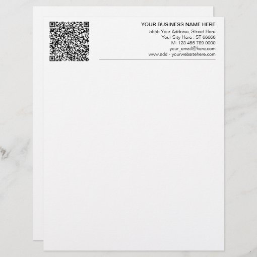 Modern Office Letterhead with Your QR code Info | Zazzle