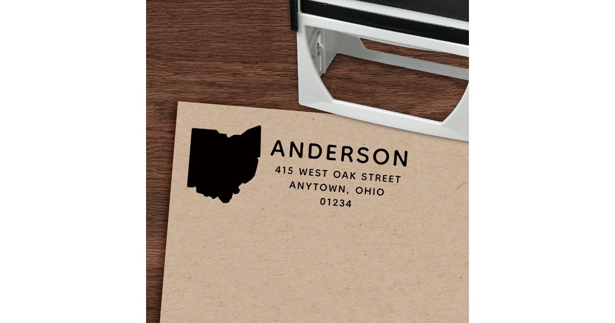 Modern OHIO State Shape Return Address Self-inking Stamp | Zazzle