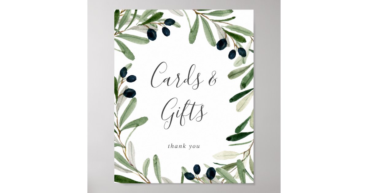 Modern Olive Branch Cards and Gifts Sign | Zazzle