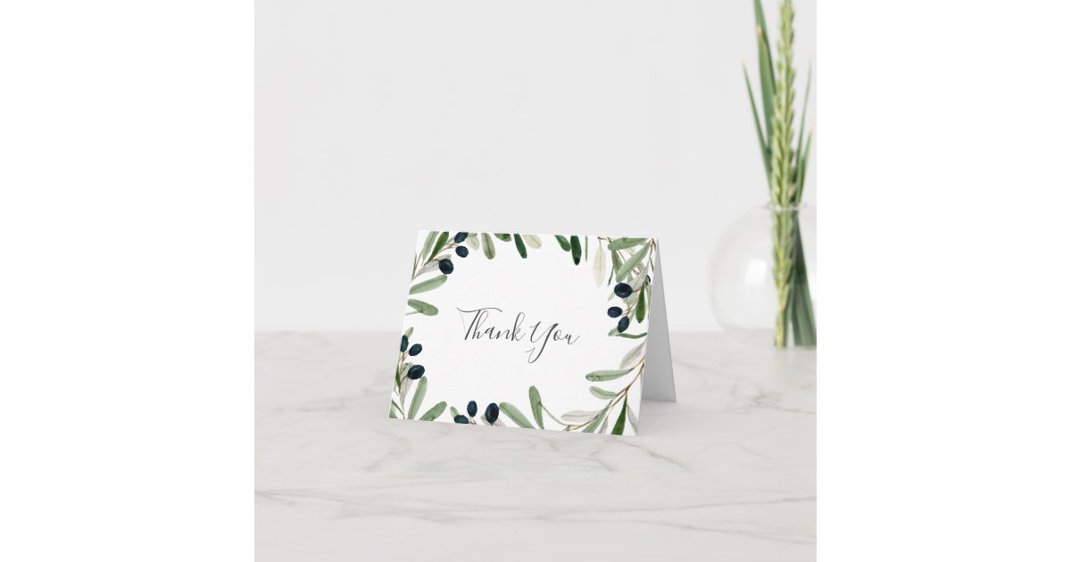 Modern Olive Branch Thank You Card | Zazzle.com