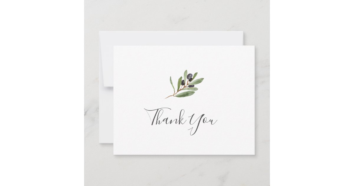 Modern Olive Branch Thank You Card | Zazzle