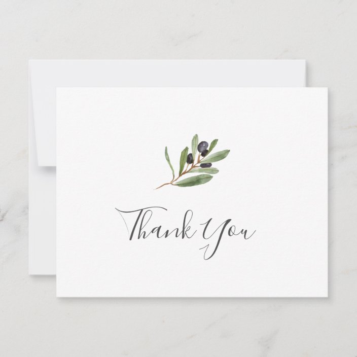 Modern Olive Branch Thank You Card | Zazzle.com