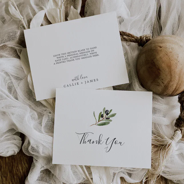 Modern Olive Branch Thank You Card | Zazzle
