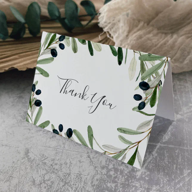 Modern Olive Branch Thank You Card | Zazzle
