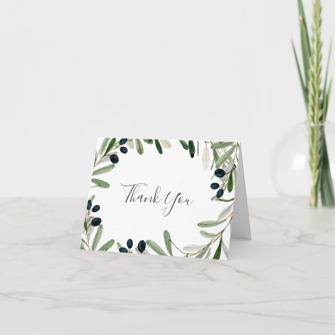Modern Olive Branch Thank You Card | Zazzle