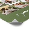 Modern Olive Green 1st Anniversary Wedding 9-Photo Poster | Zazzle