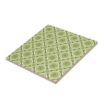 Modern Olive Green and White Geometric Pattern Art Tile | Zazzle