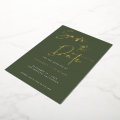 Modern Olive Green Calligraphy Script Wedding Foil Invitation | Zazzle