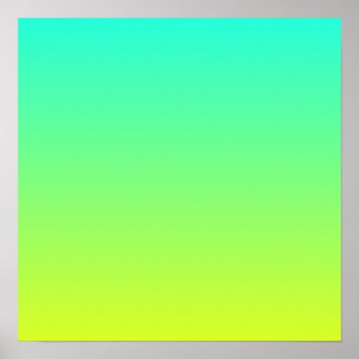 modern ombre lemon yellow lime green turquoise poster | Zazzle