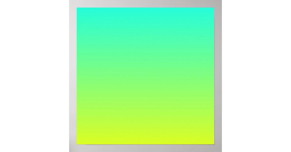 modern ombre lemon yellow lime green turquoise poster | Zazzle